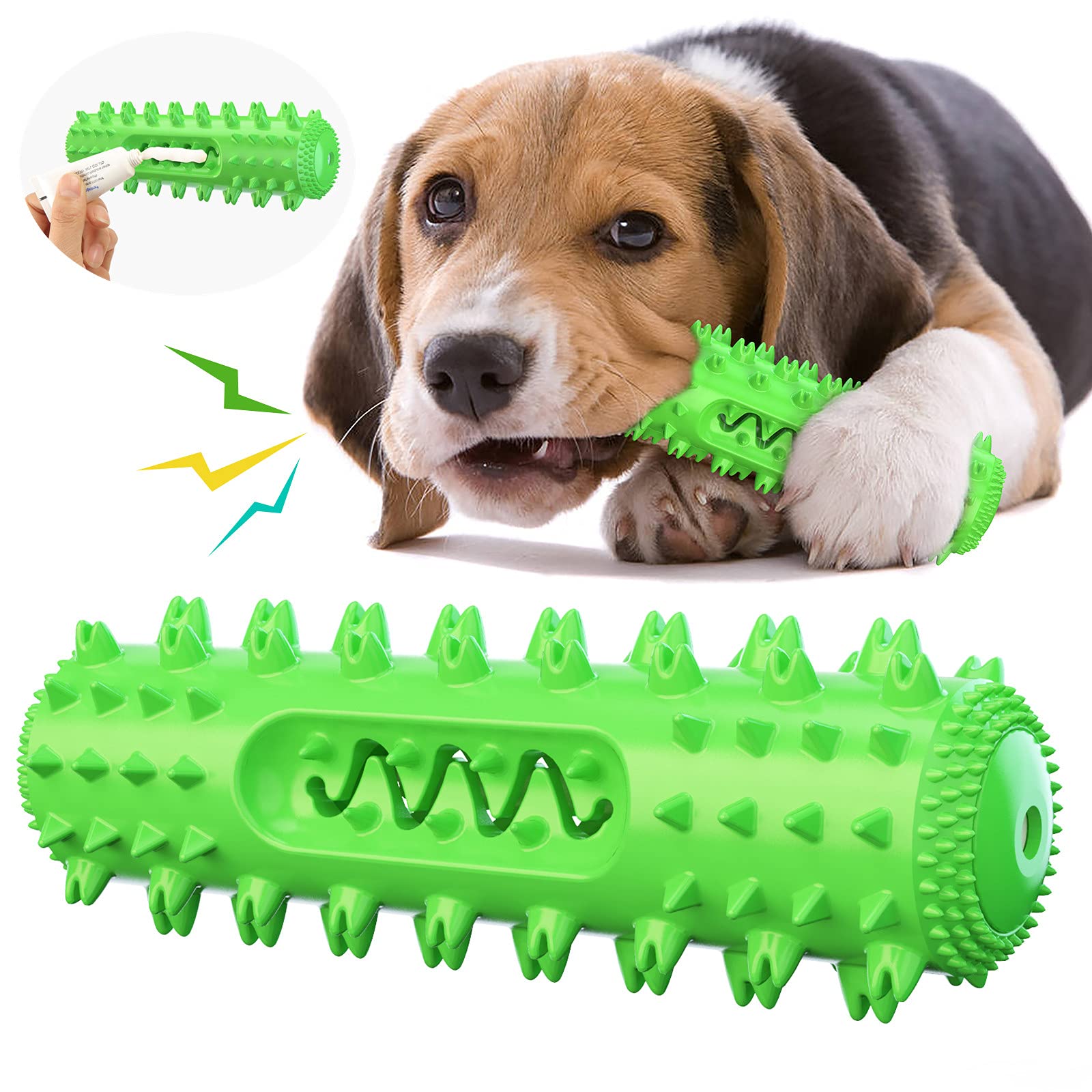Aboutbaby Dog Chew Toy, Durable Rubber Dogs Squeaky Toys for Aggressive Chewers, Indestructible Puppy Toys for Training and Cleaning Teeth, Interactive Pet Toys for Small Medium Dog