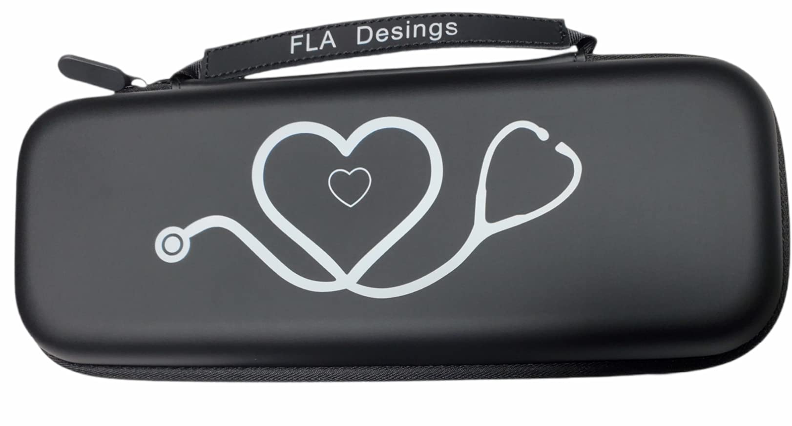 FLA handmade in USA Stethoscope Holder pro with Clip, Handmade in USA Genuine Leather .Perfect for Nurses, EMT, Medical Nursing Student. No More Neck Carrying. (Stethoscope Case (Black))