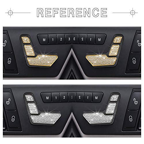 1797 Compatible Seat Adjust Button Caps for Mercedes Benz Accessories Parts Bling W204 W212 C117 X156 C E CLA GLA GLE Class AMG Covers Decals Interior Decorations Women Men Crystal Silver Pack of 6