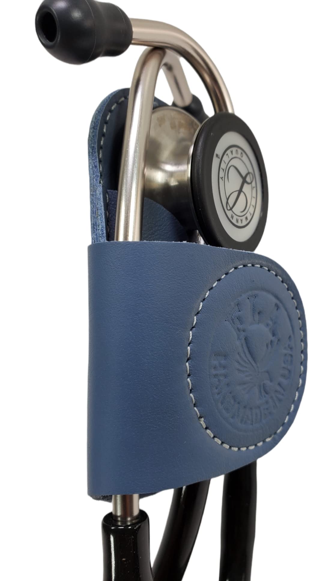 FLA handmade in USA Stethoscope Holder pro with Clip Handmade in USA Genuine LeatherPerfect for Nurses EMT Medical Nursing StudentNo More Neck Carrying(Case (Black) and Leather Holder (Brown))