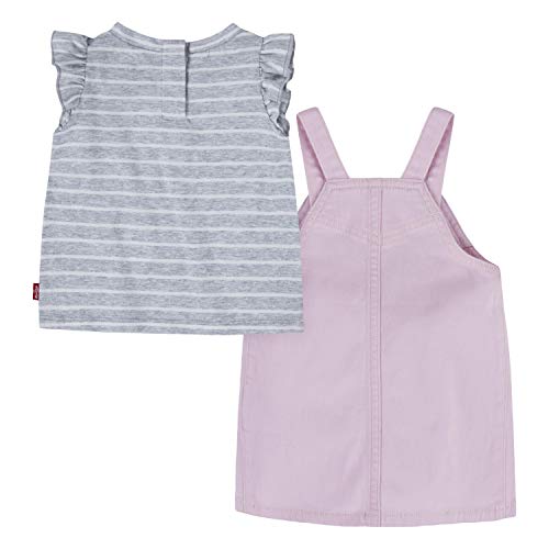 Levi's Baby Girls' Graphic T-Shirt and Skirtall 2-Piece Outfit Set, Grey/Pink, 6