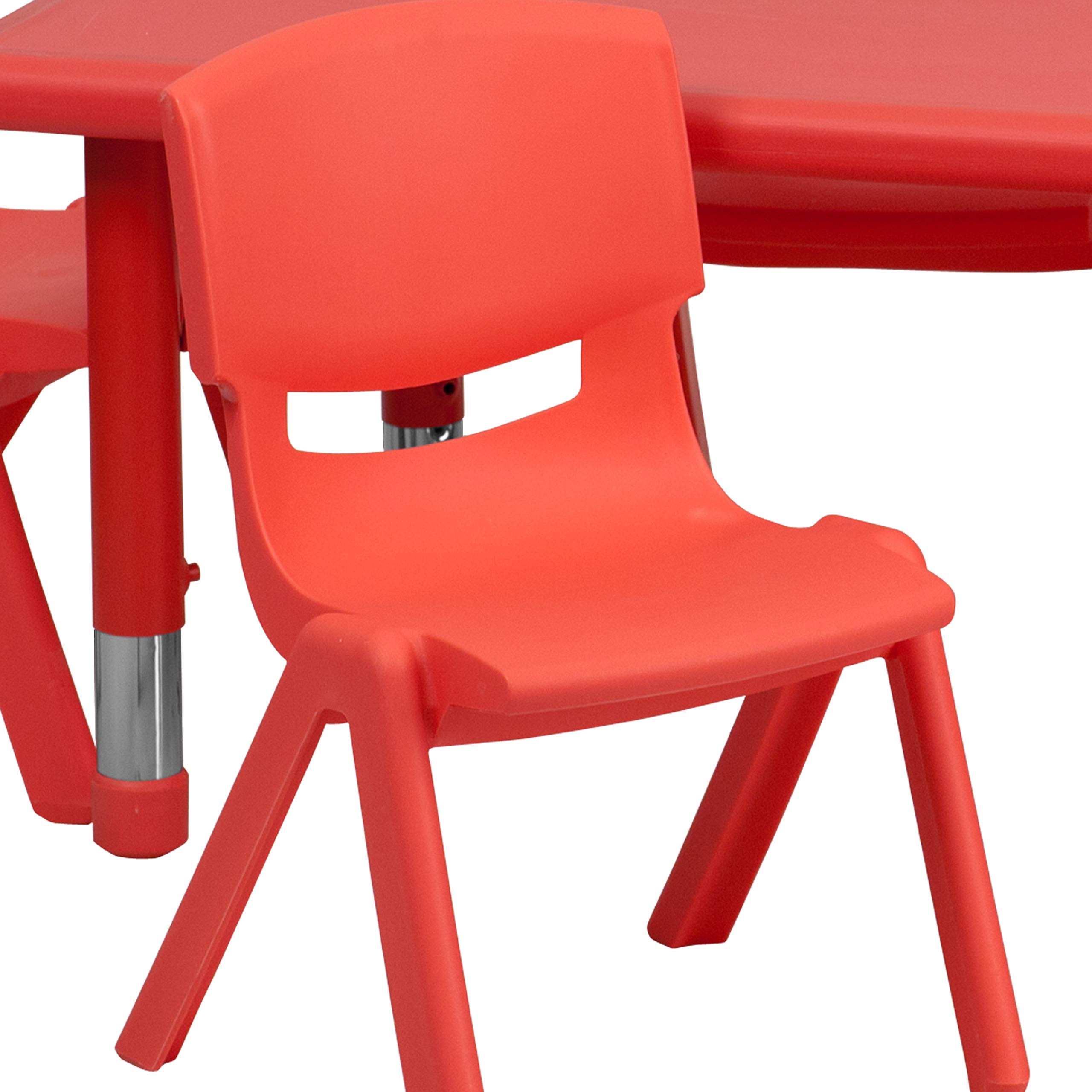 BizChair 24" W x 48" L Red Plastic Adjustable Activity Table Set-6 Chairs