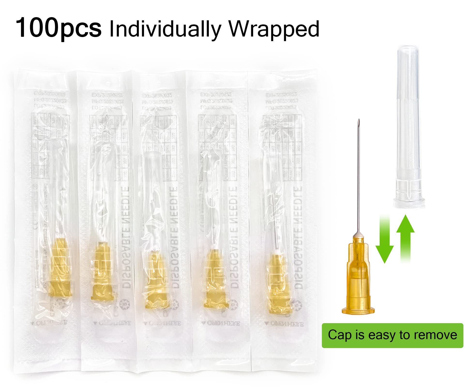 100Pack 25Ga 1 inch Needle Luer Lock Lab Dispensing Accessories for Measuring,Refilling Inks