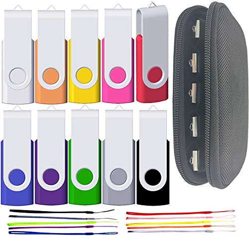 16GB USB 3.0 Flash Drive 10 Pack, FEWINA Multipack USB Drive 3.0 16 GB, Memory Stick 16GB 3.0, 16 Gig USB Drive, Jump Drives, Zip Drive Pen Drive for Data Storage (Hard Flash Drive Case + 10 Lanyards)