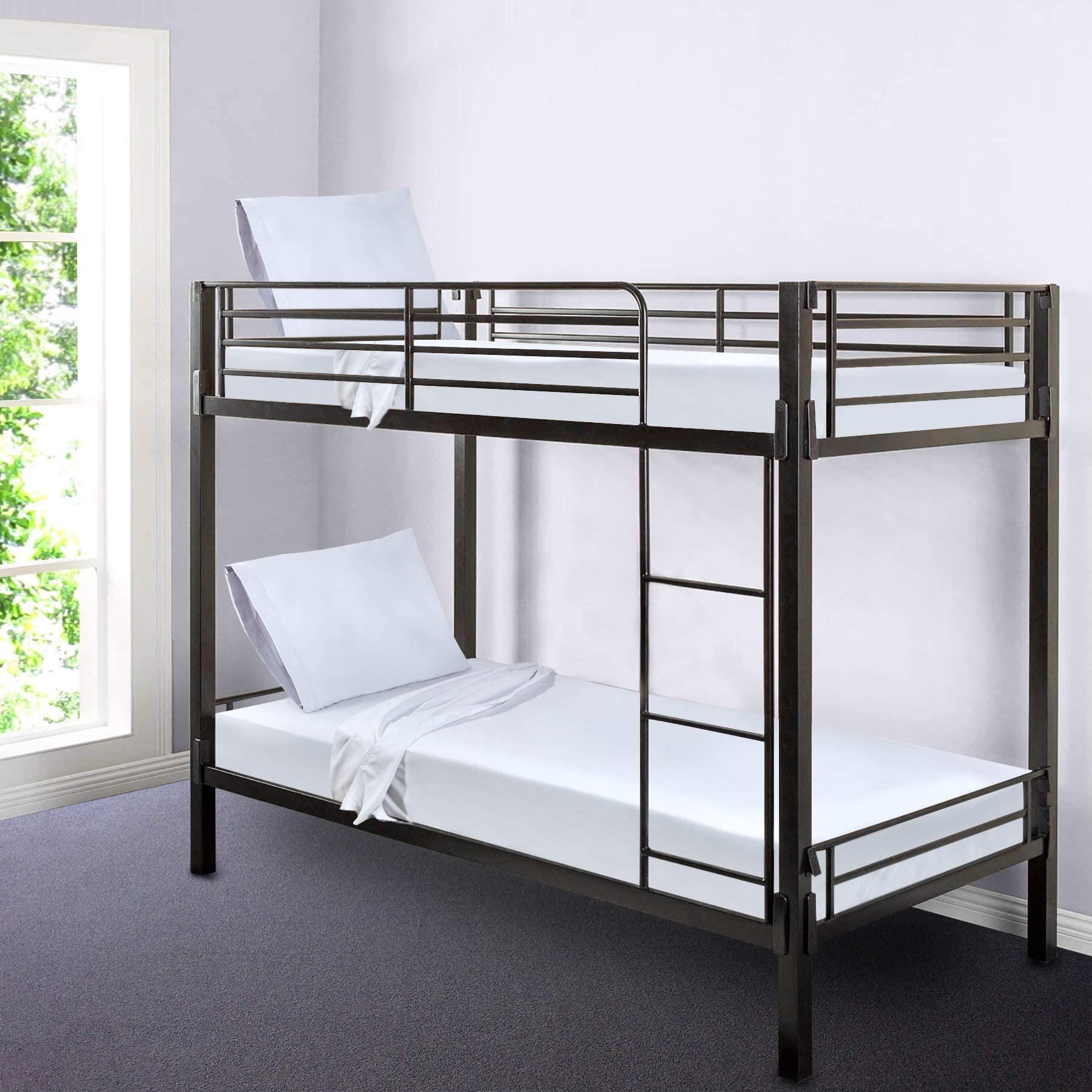 Gilbins Cot Size 30" x 75"x8 Sheet Set 4 Piece Fitted Flat 2 Pillowcases, Made of Cotton, Perfect for Camp Bunk Beds/RVs/Guest Beds Navy