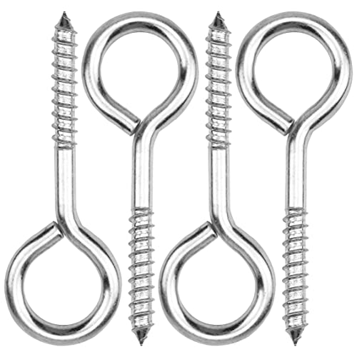 EUCARLOS 5” Screw Eyes, 4 Pack Metal Eye Hooks Lag Thread Eye Bolt, Hammock Hooks Heavy Duty for Tie-Downs, Lifting and Securing Cables Wires
