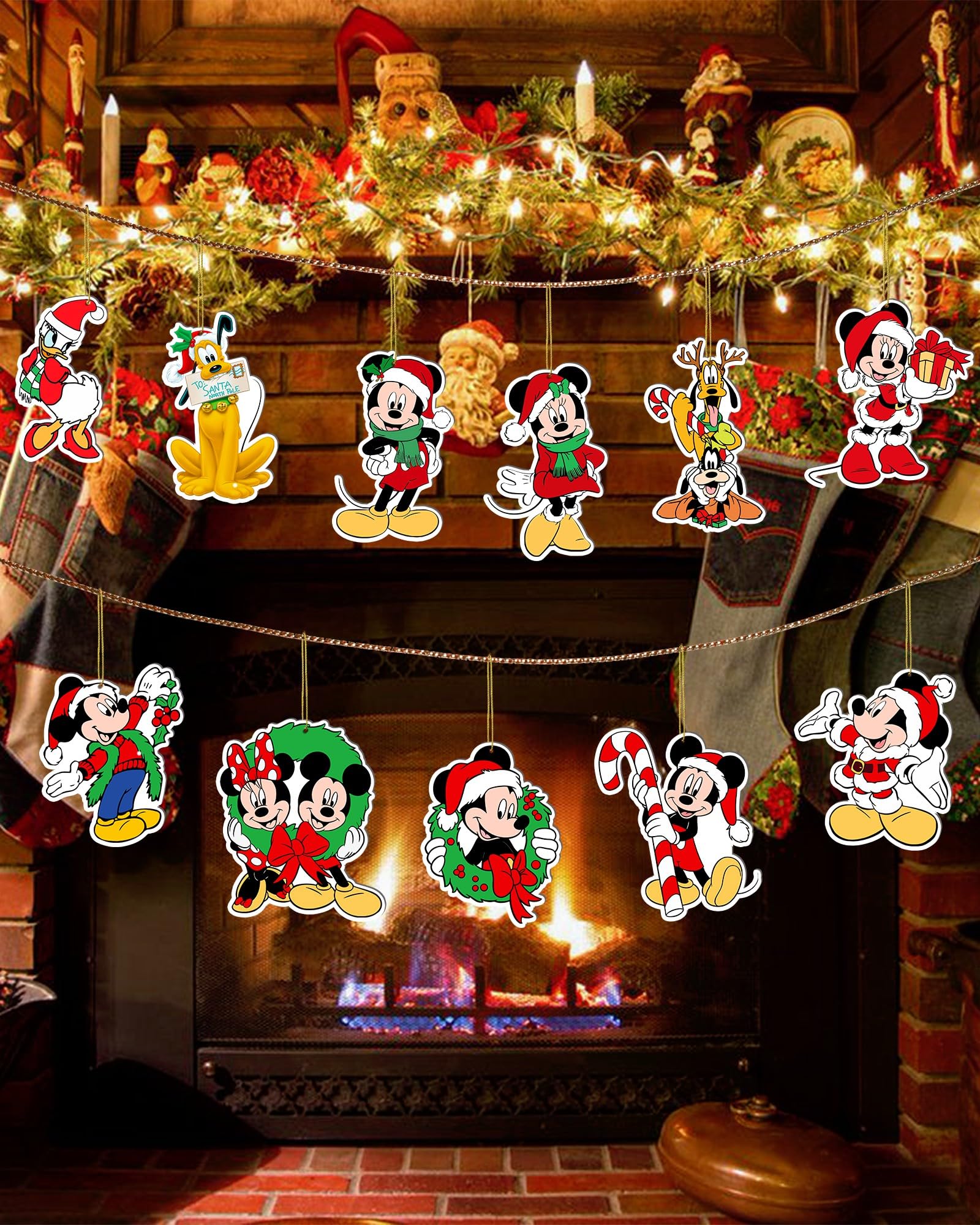 16PCS Christmas Tree Ornaments Decorations - Xmas Hanging Christmas Ornaments Decorative with Ropes, Merchandise Gift Ideas Holiday Decor Indoor