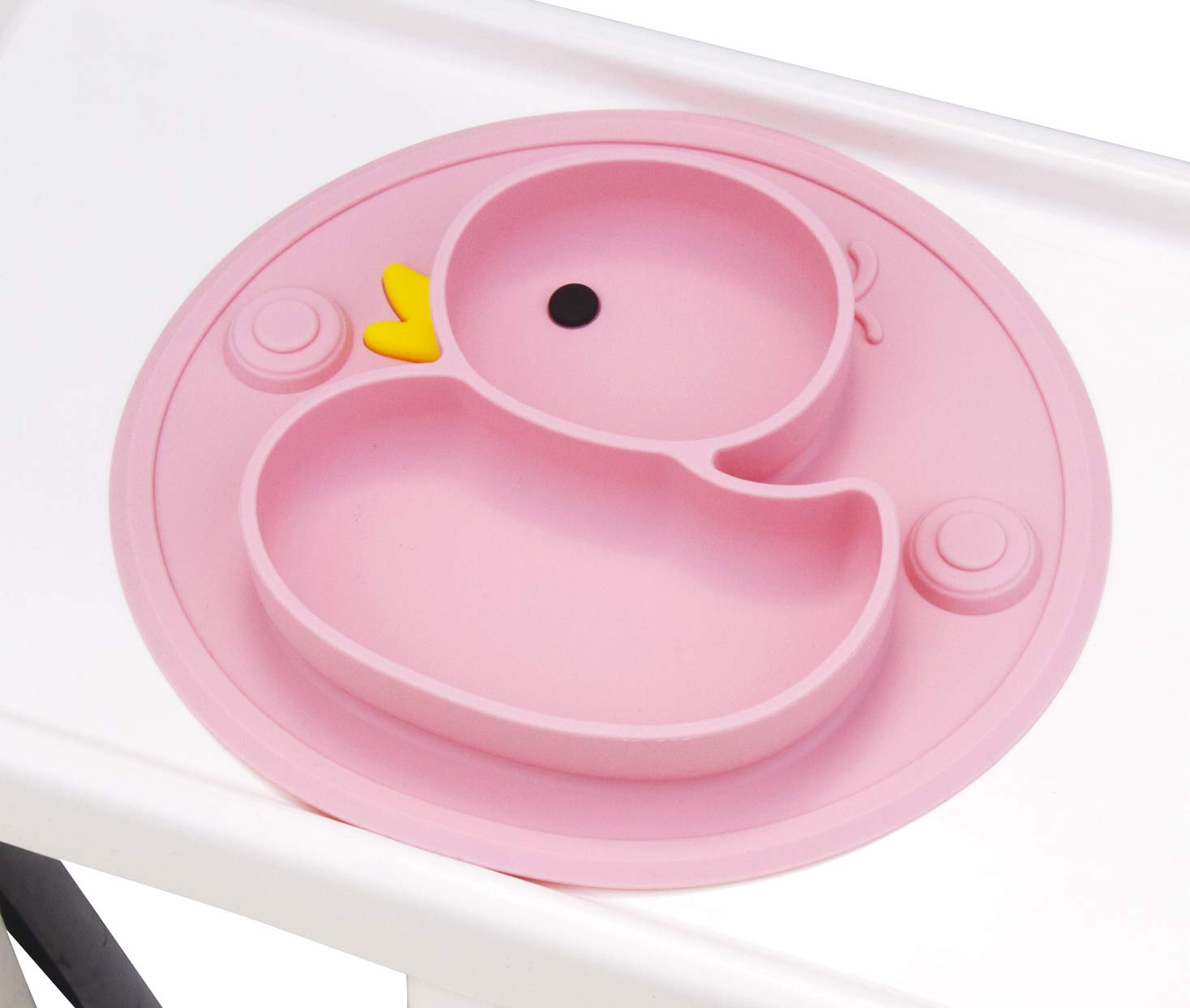Baby Divided Plate Silicone- Portable Non Slip Child Feeding Plate with Suction Cup for Children Babies and Kids BPA Free Baby Dinner Plate