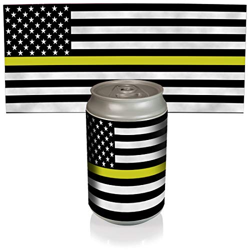 Can Cooler Sleeves USA Thin Yellow Line Flag Can Coolies Bulk Drink Beer Can Insulator Covers Collapsible Can Wraps 6Pc