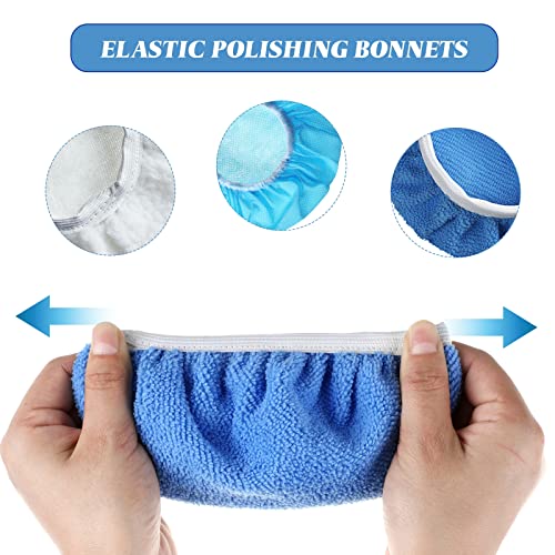 40 Pieces Buffer Pads Cover Car Polisher Bonnet Orbital Buffer Bonnets Microfiber Bonnet Waxers Bonnet Set Including 24 Microfiber 8 Plush 8 Non Woven for Polisher (5-6 Inch)