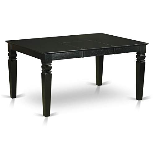 EAST WEST FURNITURE 7Pc Rectangular 42/60 inch Dinette Table With 18 In Leaf And 6 Parson Chair With Black Leg And Linen Fabric Shitake