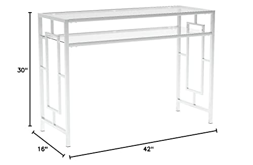 Convenience Concepts Town Square Chrome Desk With Shelf, Clear Glass / Chrome Frame