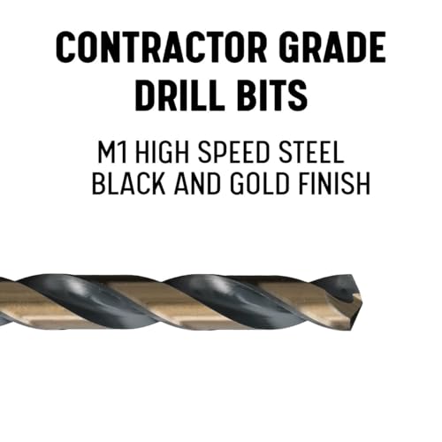 Drill America 5/8" Reduced Shank High Speed Steel Black & Gold Contractor Drill Bit with 3-Flat 1/2" Shank, KFD3F Series