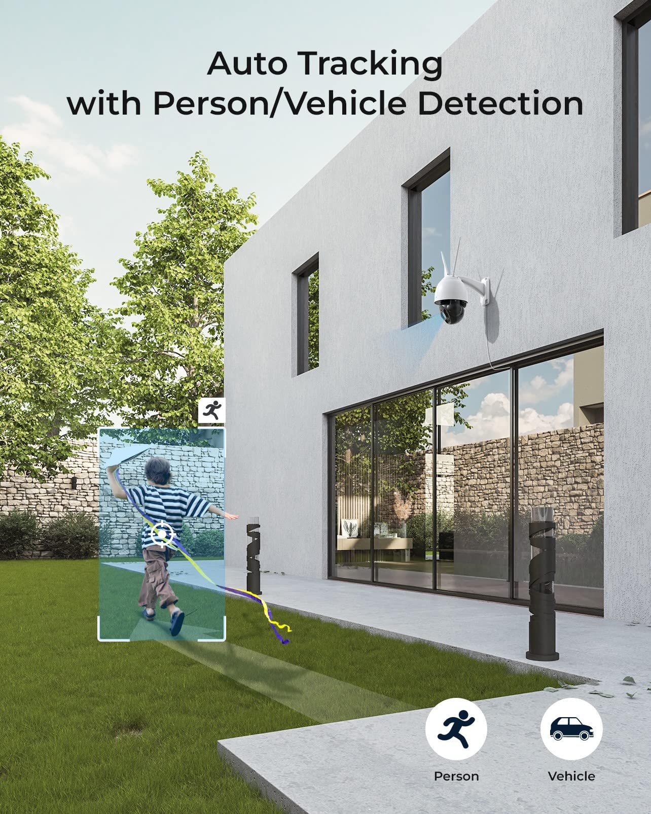 REOLINK RLC-523WA - PTZ Cameras Outdoor for Home Security, 5MP Wired WiFi Security Camera, 1920p, Auto Tracking, 5X Optical Zoom, AI Motion Detection, 2.4/5Ghz WiFi, Spotlights Color Night Vision