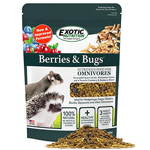 Berries & Bugs 3 lb. - All Natural High Protein High Fiber Insectivore Diet with Fruit, Gut-Loaded Insects, & Healthy Vitamins - Hedgehogs, Sugar Gliders, Skunks, Opossums & Other Insectivores