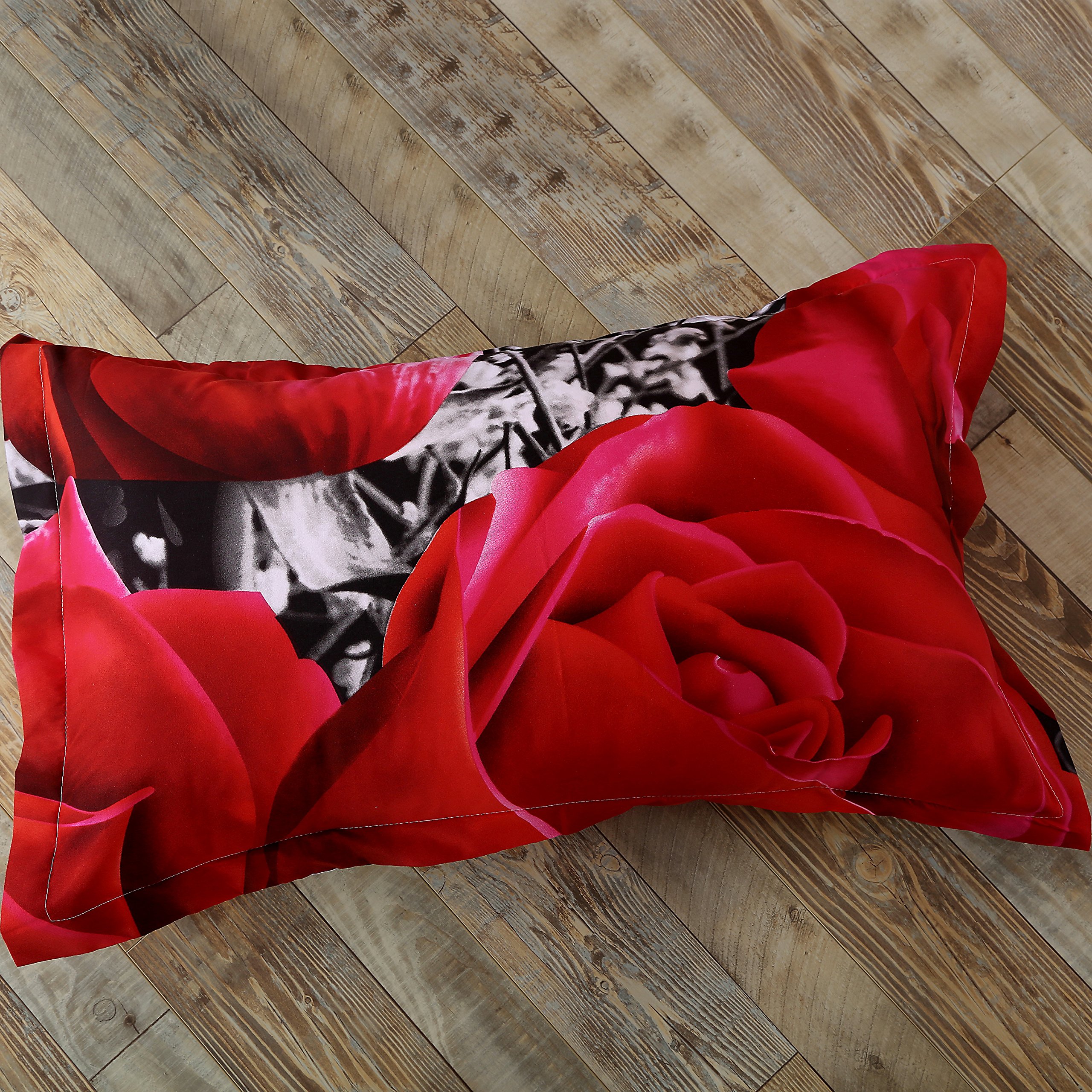 3D Bedding Set Home Textile Hot Red Rose Pattern 4pcs Queen Size Duvet Cover Sets Full King Twin Red Bed Sheet Set