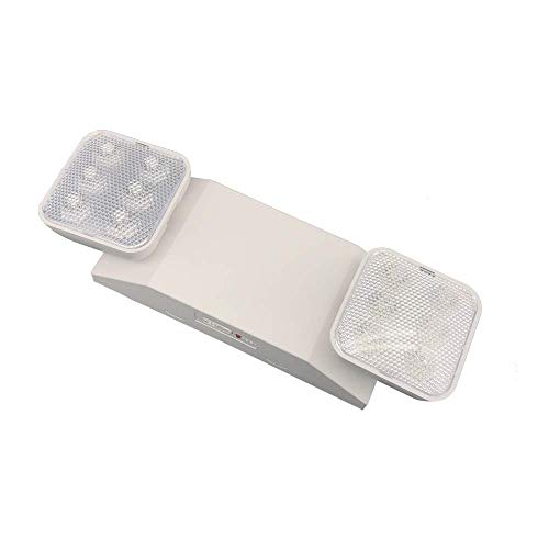 AmazonCommercial LED Emergency Light, UL Certified, 6-Pack, Adjustable Two Heads, Wall Mount White with Battery Backup