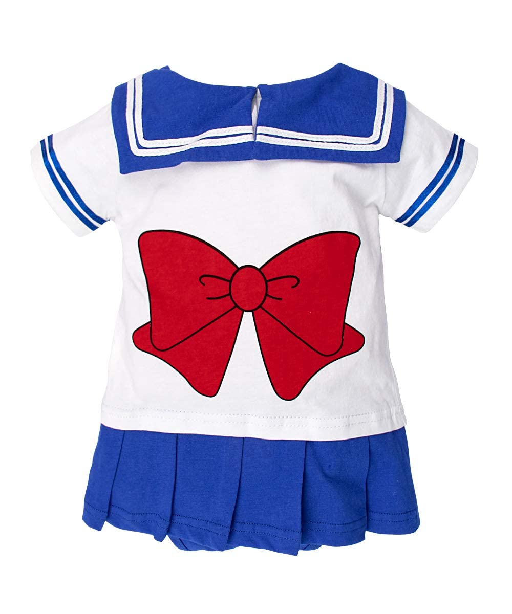 Baby Girls' Sailor Bodysuit Short Sleeve Dress (Blue, 9-12 Months)