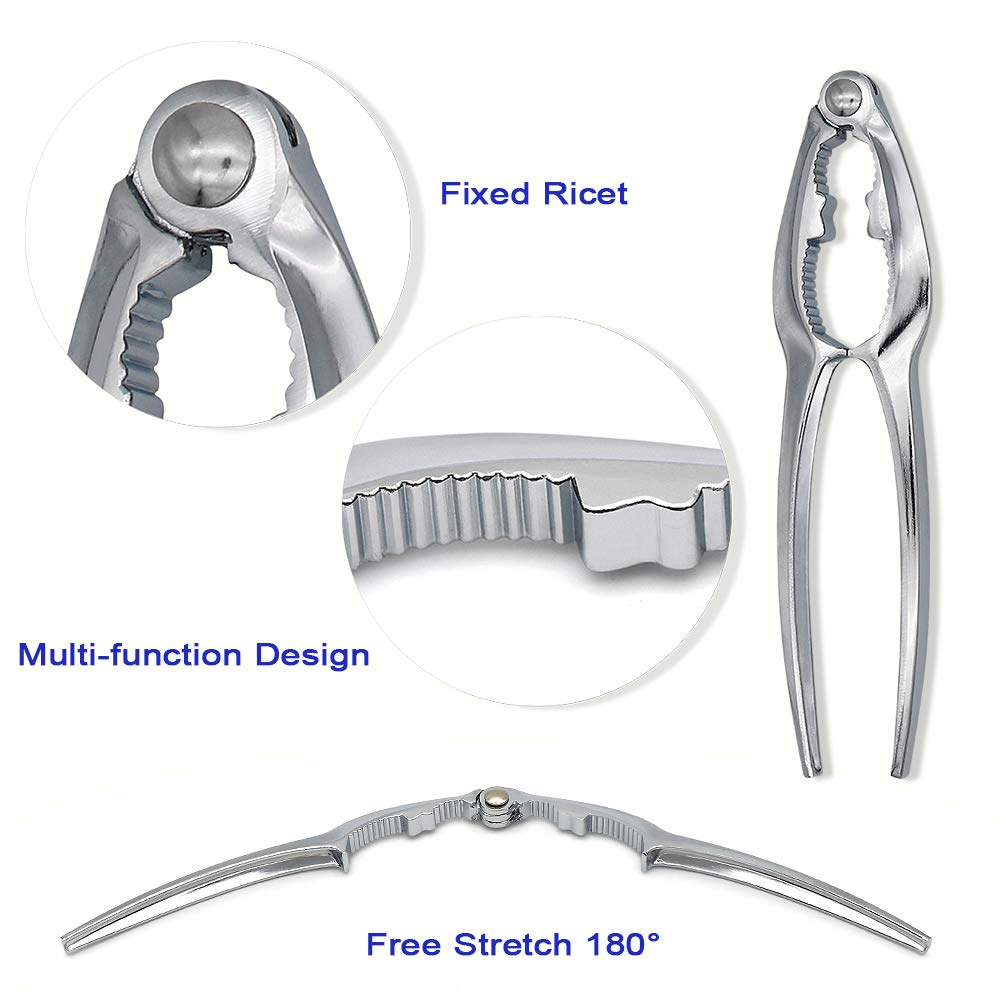 14 Pcs Seafood Tools Set, Angela&Alex Crab Feast Nutcracker Shrimp Deveiner Crab Pecan Leg Crackers Kits Opener Shellfish Kitchen Tableware Accessories (6 Forks + 2 Crab Crackers + 6 Lobster Shellers)