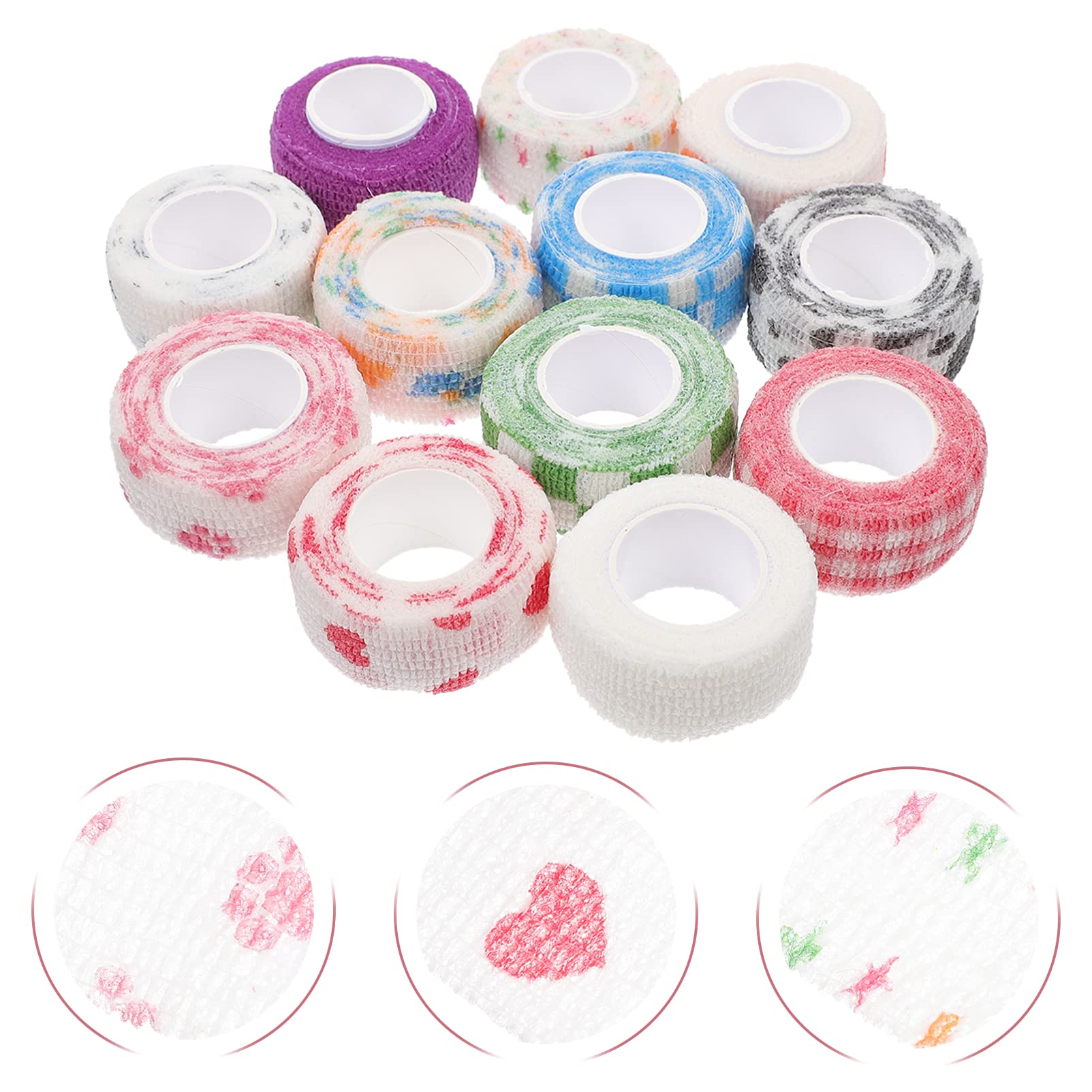 12pcs Finger Goon Tape Outdoor Tape Elastic Self Adherent Wrap Finger wrap Support Gauze Tape Self-Adhesive Tapes for Finger Wristband Finger Guard Non-Woven Fabric Student