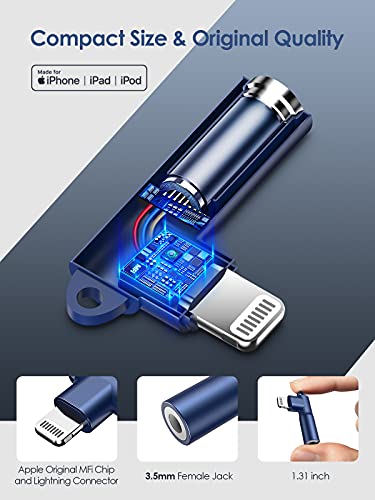 Mangotek Lightning to 3.5mm Headphone Jack Adapter, Apple MFi Certified, Aux Dongle Cable Adaptor for iPhone 14 13 12 11 Pro Max 7 8 Plus SE X XR XS