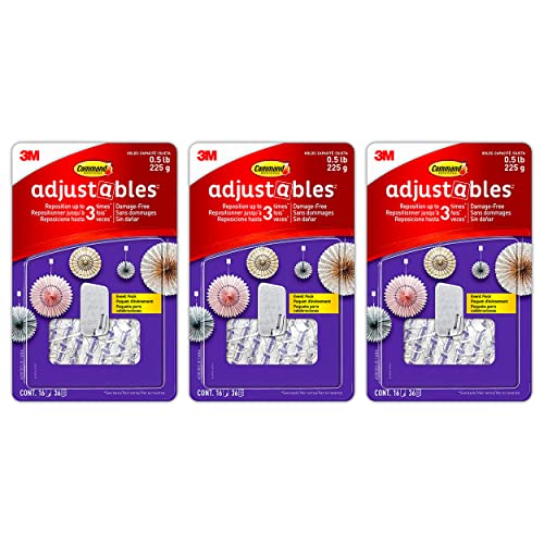 Command Hooks Bundle ~ 42 Pcs Bulk Command Adjustables Repositionable Clips with Reusable Strips, Holds .5 lbs