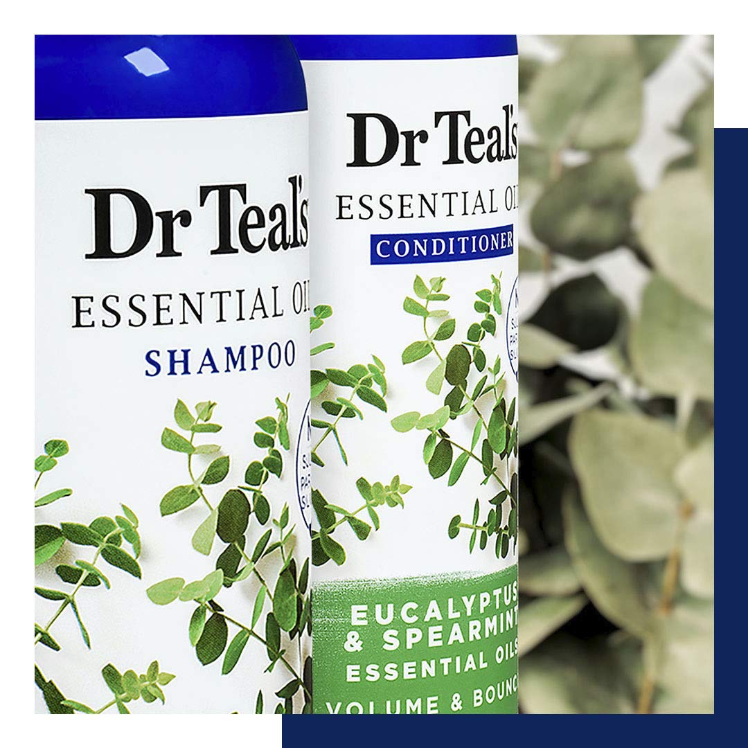 Dr Teal's Spearmint Volume & Bounce Essential Oil Shampoo, Sulfate Free, Eucalyptus, 16 Fl Oz