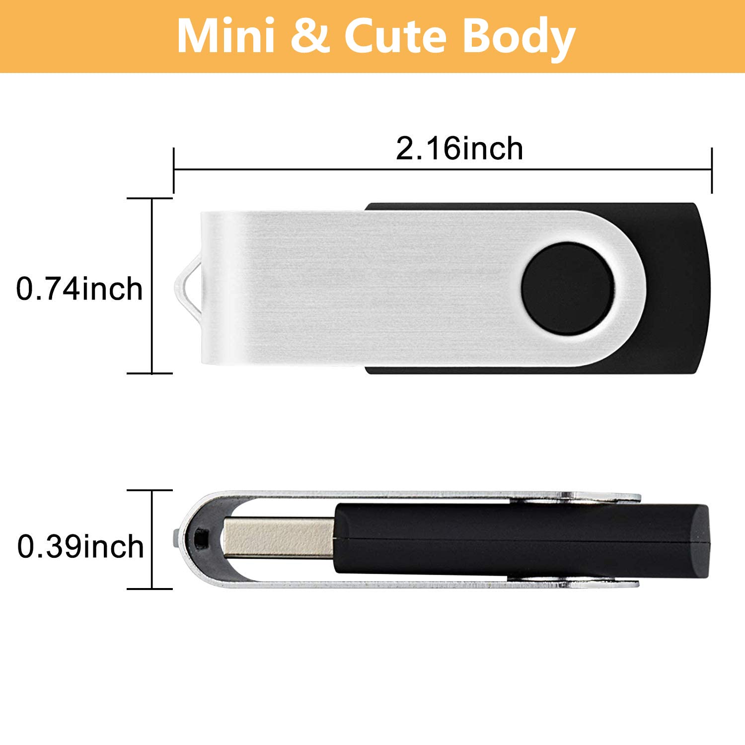 2TB Swivel Memory Stick Large Capacity Thumb Drive, 2TB USB Drive with Keychain Jump Drive Data Storage Compatible with Computer/Laptop