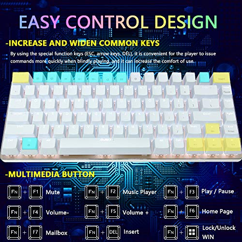 Gaming Keyboard and Mouse,3 in 1 White LED Backlit Wired Mechanical Keyboard Red Switch,RGB 6400 DPI Lightweight Gaming Mouse with Honeycomb Shell,Gaming Mouse Pad for PC Gamers(White)