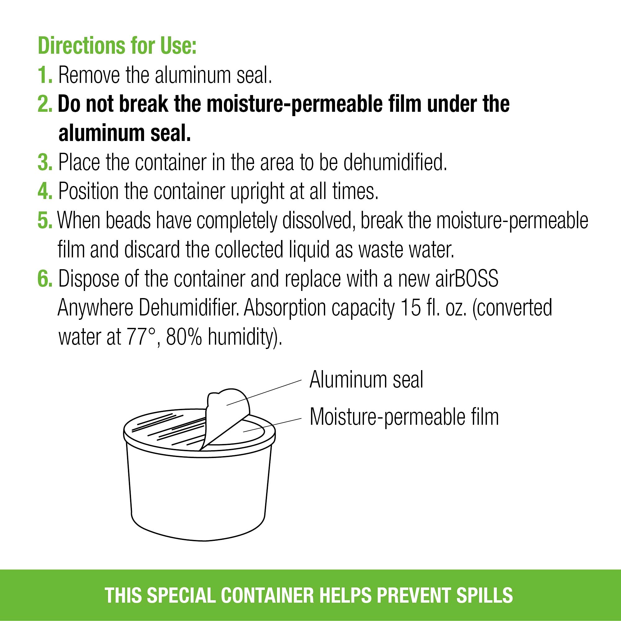 airBOSS Anywhere Dehumidifier, Fights Mildew and Odors, Fragrance Free, No Spills, 10.6 oz, Pack of 6