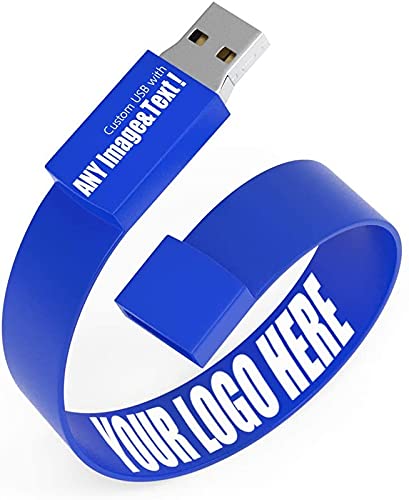 MEINAMI Customised Wristband USB Flash Drive Personalised Silicone Memory Stick, Custom Thumb Drive with Logo Printed 4GB 50 Pack