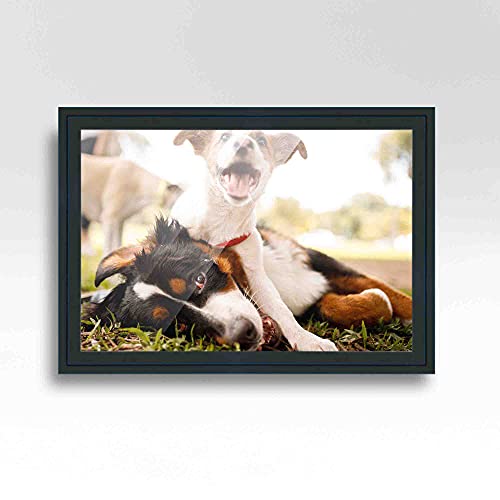 17x15 Frame Black Real Wood Picture Frame Width 1.25 Inches | Interior Frame Depth 0.5 Inches | Gessato Blue Modern Photo Frame Complete with UV Acrylic, Foam Board Backing & Hanging Hardware