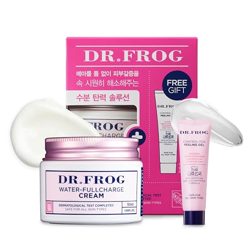 CHARMZONE Dr. Frog Waterfull Charge Cream Set 2.37 oz (Cream 50ml /1.69 oz + Peeling Gel 20ml/ 0.68 oz) Rose Water Ceramide Long Lasting Hydration Korean Skin Care Routine, Valentine Gift Set for Her