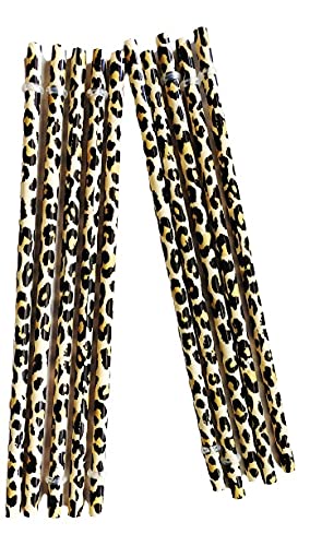 20 Individual Reusable Plastic Leopard Print Straws (9 inches)