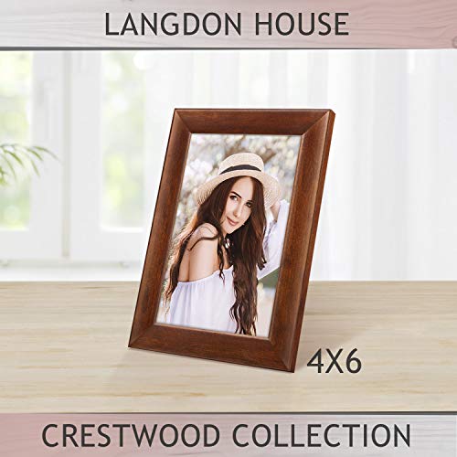 Langdon House 4x6 Picture Frames (Cherry Stained, 3 Pack), Solid Wood 4 x 6 Traditional Photo Frames with Wall Mount Hooks and Table Top Easel, Crestwood Collection