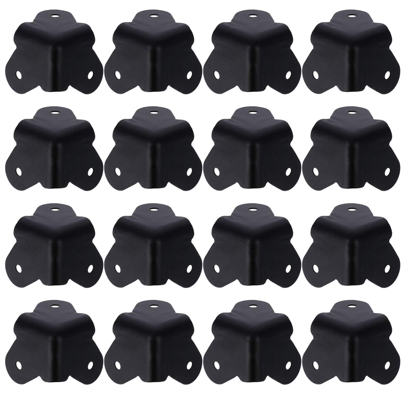 16pcs Angle Corner Protector Black Iron Cabinet Speaker Corners Protector for Cabinet Guitar Amplifier Stage Speaker Rounded Metal Guards