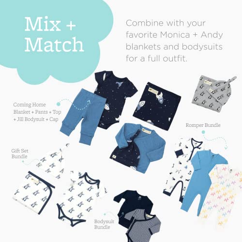 MONICA + ANDY Unisex Organic Cotton On The Go One-Piece Welcome to The World, White, 6-9 m