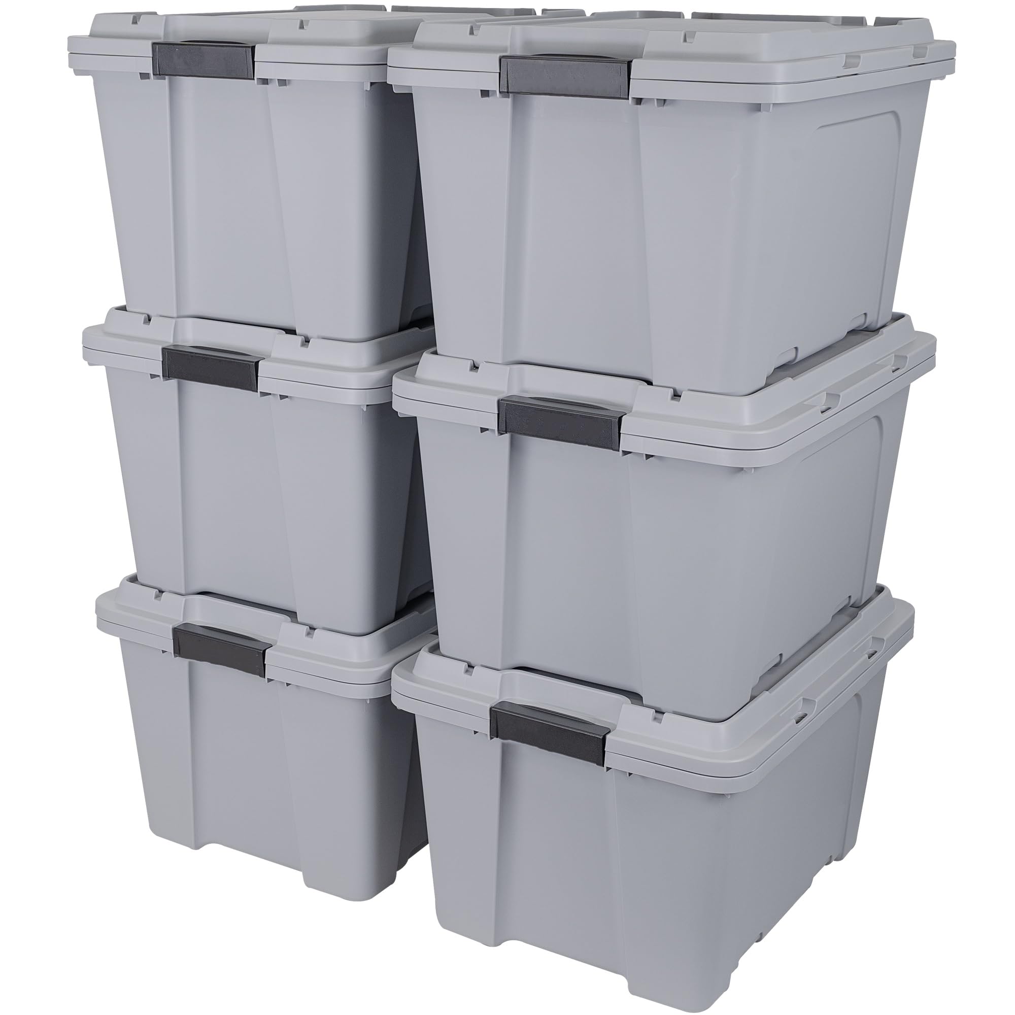 18 gal Plastic Utility Storage Tote, Gray, 6 Pack