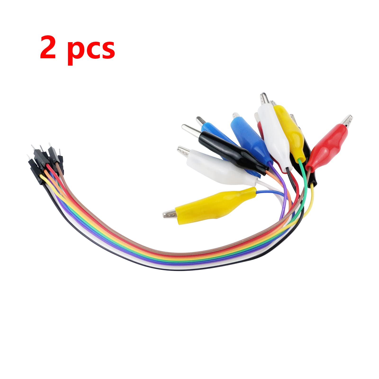 Antrader 2 Pack Alligator Clip to Wire 10pin 20cm Male for Test Lead/Breadboard/Raspberry pi/ 3D Print Prototype
