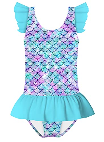 Mermaid Bathing Suit 4T 5T Swimsuit Girls One Piece Ruffle Swimwear Beachwear