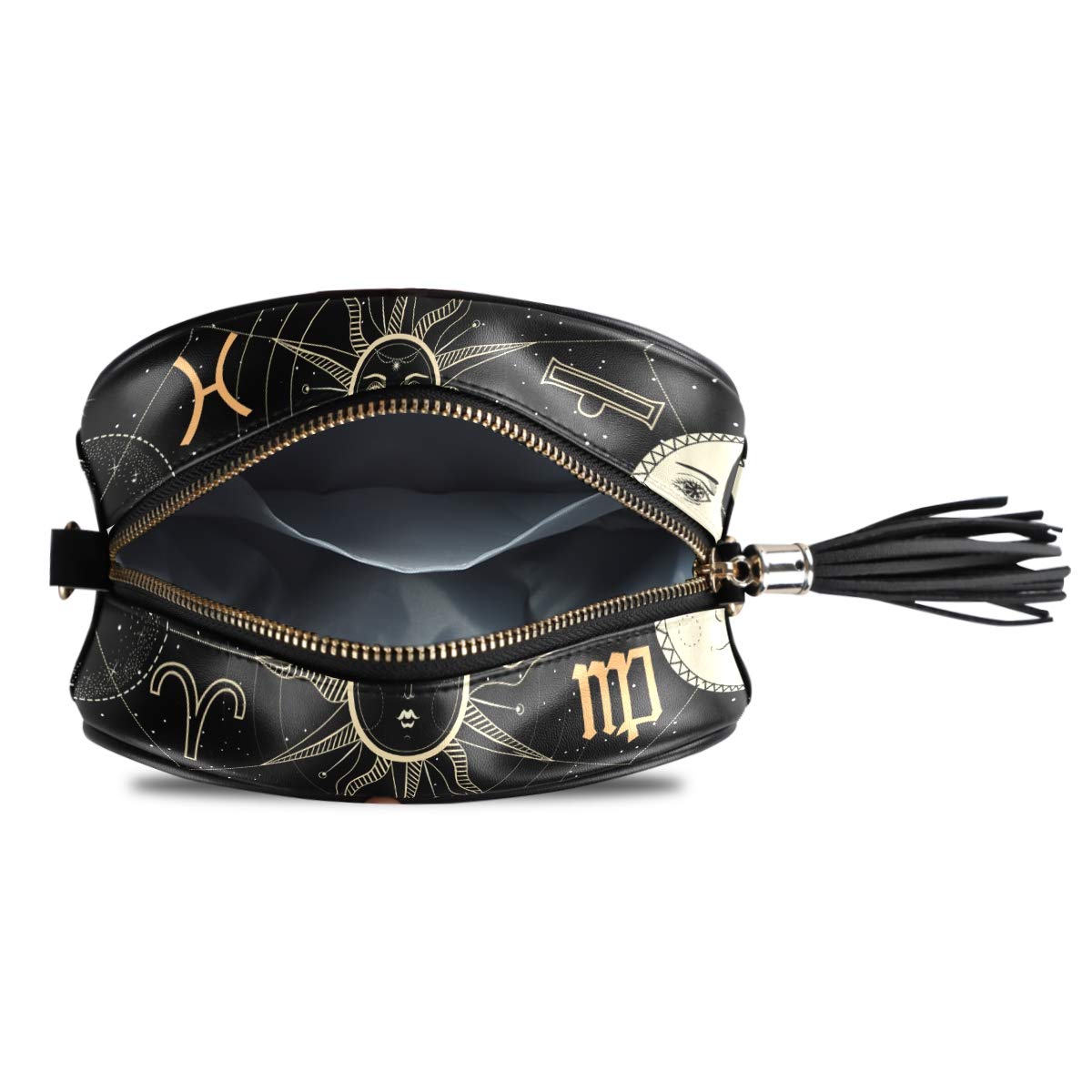 ALAZA PU Leather Small Crossbody Bag Purse Wallet Horoscope Circle With Zodiac Signs Sun Moon And Stars Cell Phone Bags with Adjustable Chain Strap & Multi Pocket