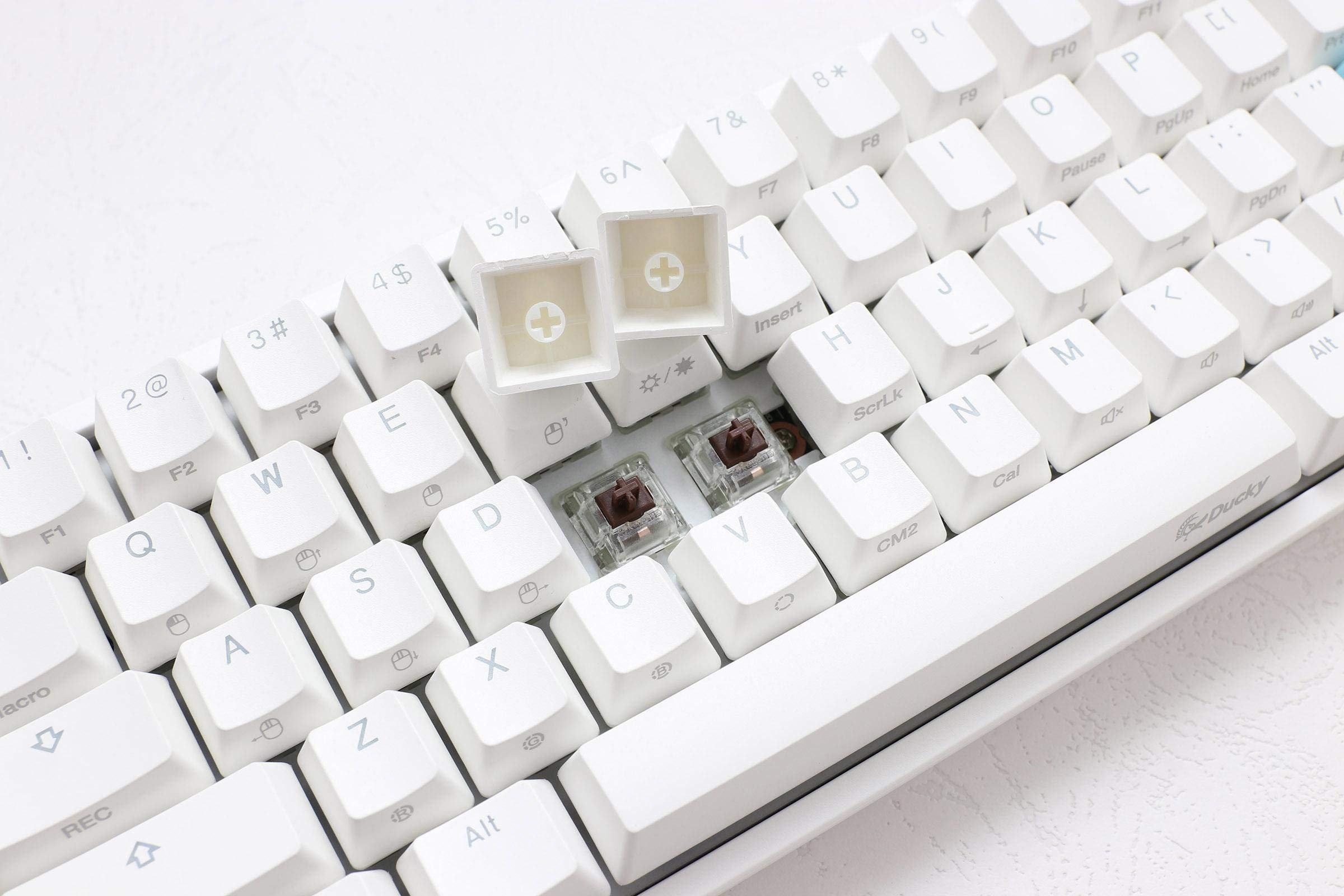 Ducky One 2 Mini Pure White - RGB LED 60% Double Shot PBT Mechanical Keyboard (Kailh Speed Pro Burgundy)
