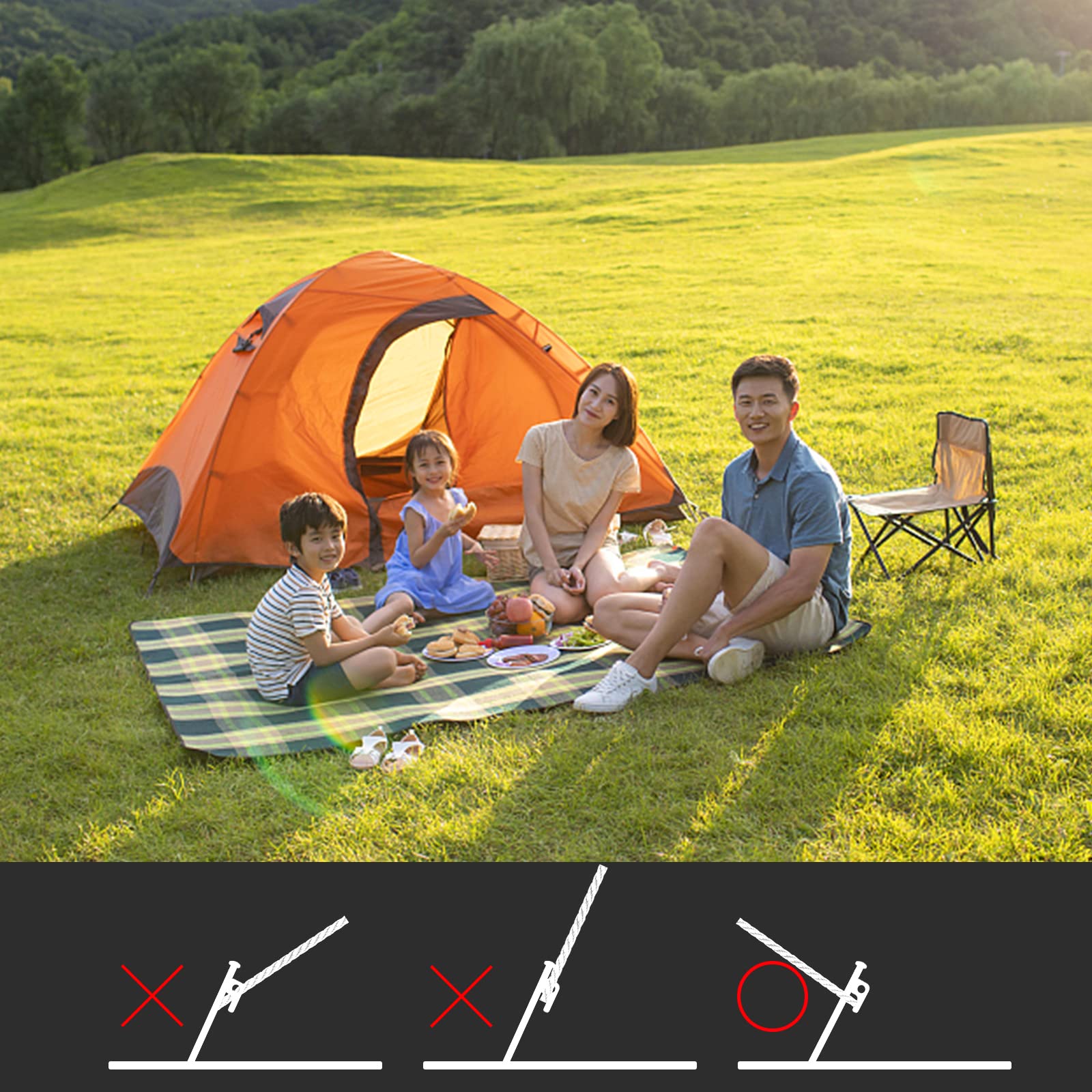 16 Inch Tent Stakes,4 Pieces Strength Steel Heavy Duty Camping Stakes Unbreakable and Inflexible Stakes Spikes for Camping Backyard Rocky Ground