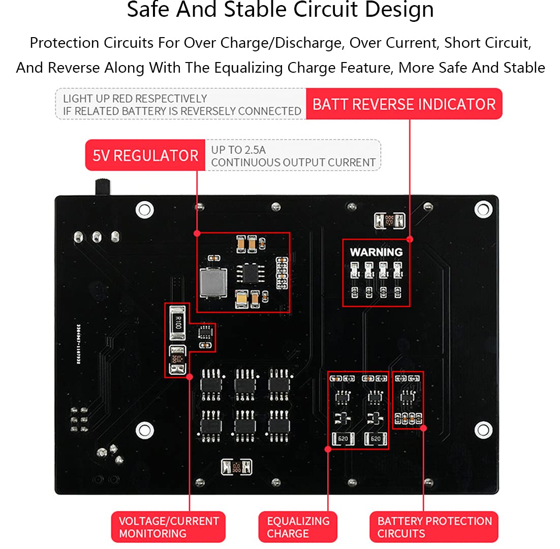 Bicool Waveshare Uninterruptible Power Supply UPS Module for Jetson Nano Developer Kit(A02 & B01), Stable 5V Power Output Real Time OLED Monito