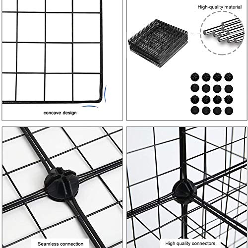C&AHOME Wire Cube Storage, 12-Cube Organizer Metal, C Grids Storage Bins Shelving, Modular Bookshelf Shelf, Closet Cabinet Ideal for Bedroom, Office 36.6”L x 12.4”W 48.4”H Black