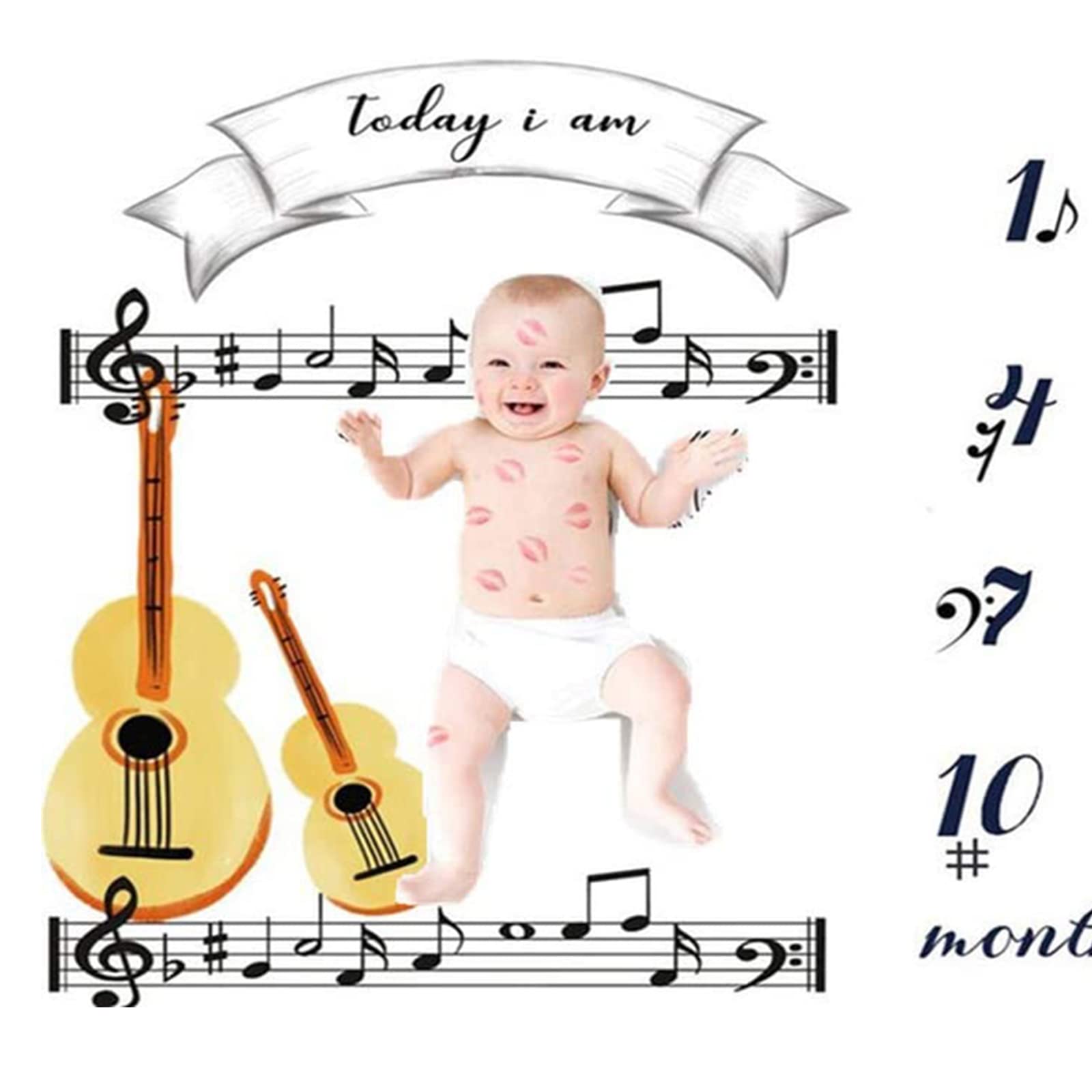 Baby Monthly Milestone Blanket Newborn Neutral Age Photo Props Shoots Backdrop Personalized Photography Growing Infants Toddlers Swaddle Blanket Includes Headband Frame