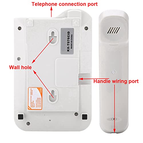 Corded Phone with Caller ID Display, Home Hotel Wired Desktop Phone Office Landline Telephone, Retro Classical Telephone Landline, Big Button, FSK/DTMF Dual System(White)