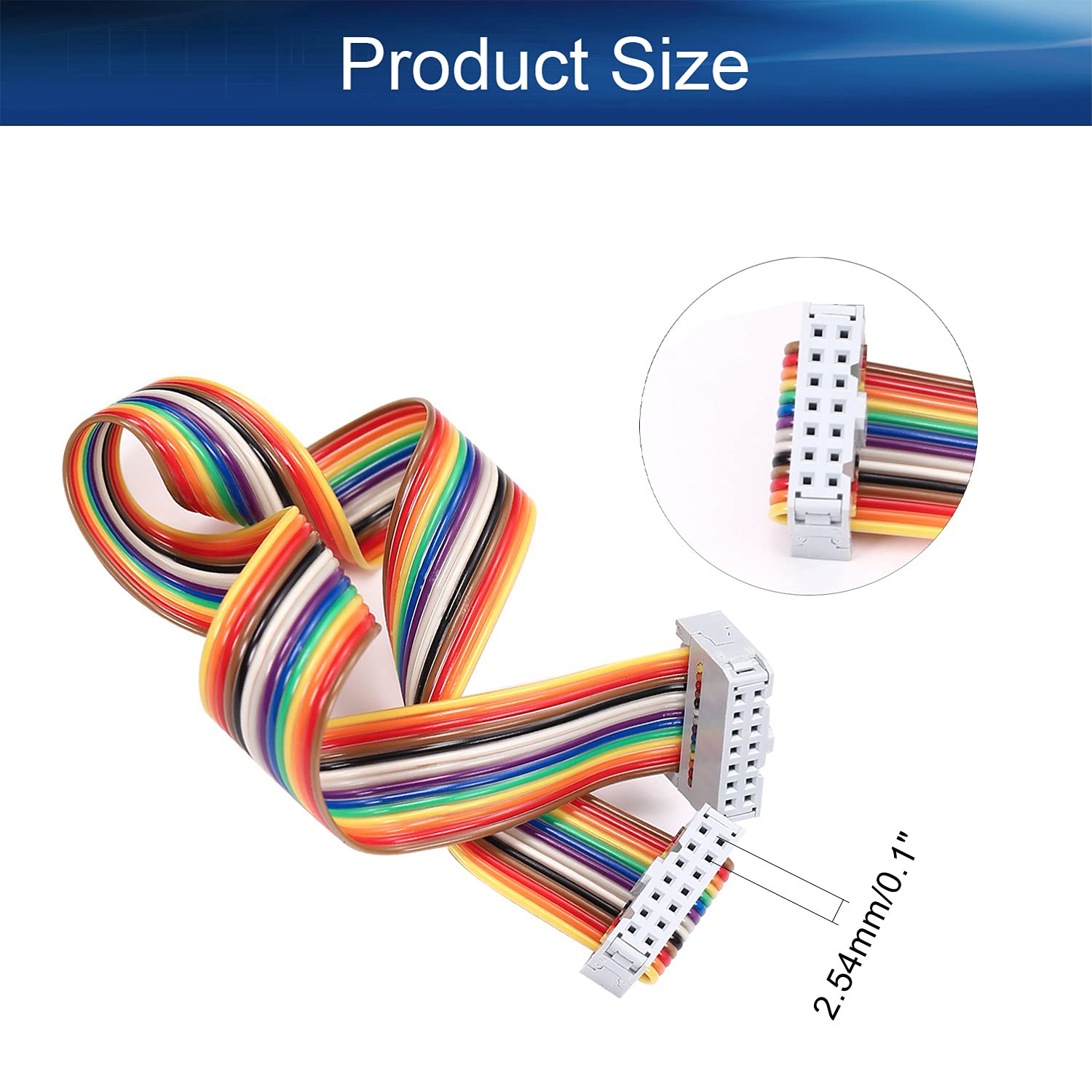Heyiarbeit 2pcs Rainbow Wire Copper 14 Pin Connector Gray Wire Flat Ribbon Cable Connector Suitable for Internal Wiring