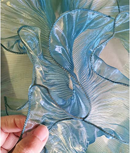400 Inches Organza Ruffled Fabric Ruffle Lace Border Lace Fabric for Crafts and Cake Decoration, 11 Yards (Gradient Yellow Blue)