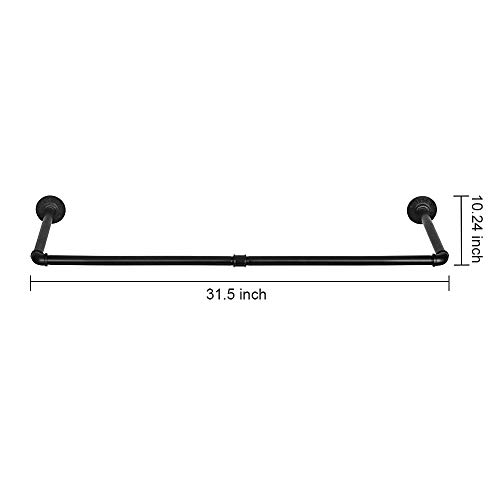Neala Industrial Pipe Clothing Rack Set 31.5 Inches Black Iron Garment Rack 2 pack Multifunction Hanging Clothing Rod for Storage Retail Display Wall or Ceiling Mount in Bathroom Bedroom and Balcony